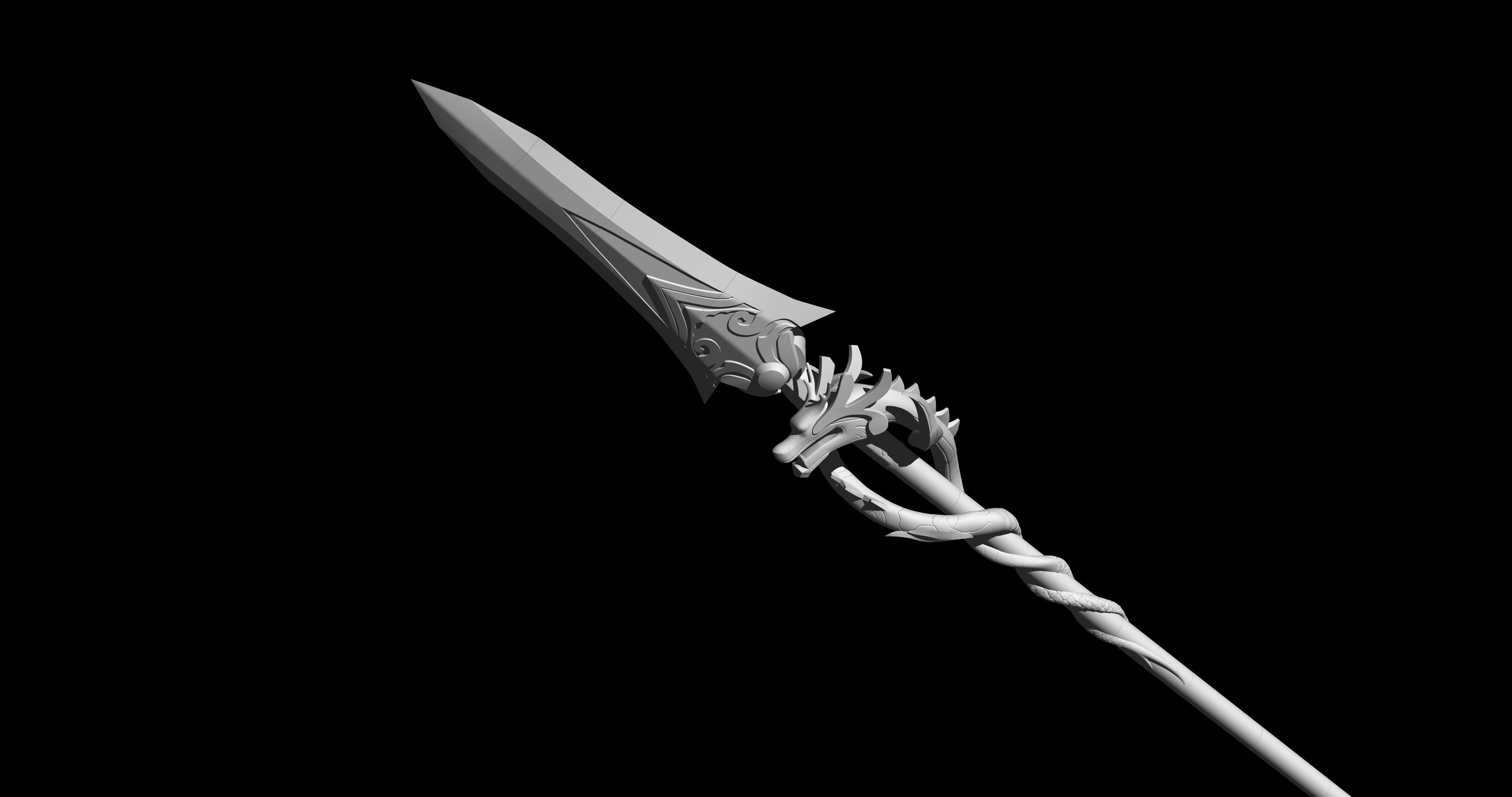 genshin impact Dragon Bane lance 3D model 3D printable | CGTrader