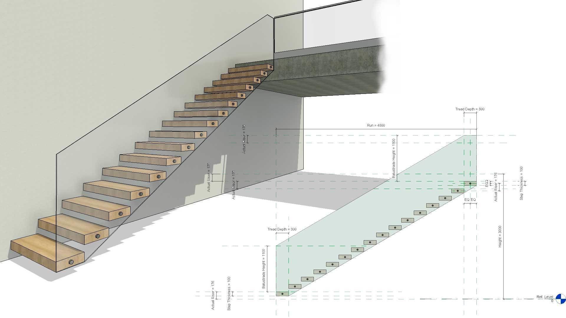 Floating Cantilever Wall Based Revit Staircase Family 3D model | CGTrader