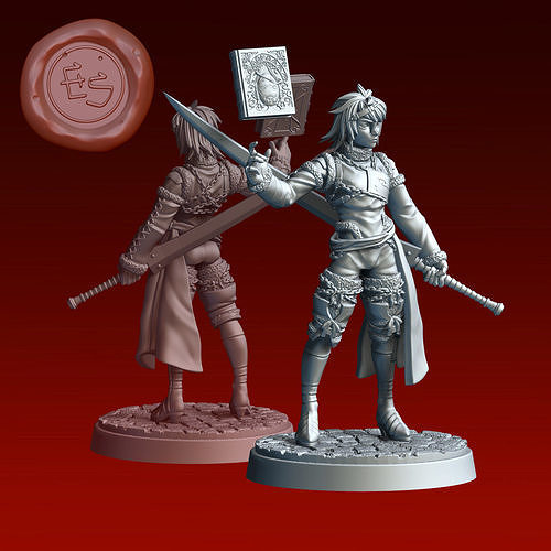 Nier and Grimoire Weiss - Nier - 32mm Miniature 3D model 3D printable ...