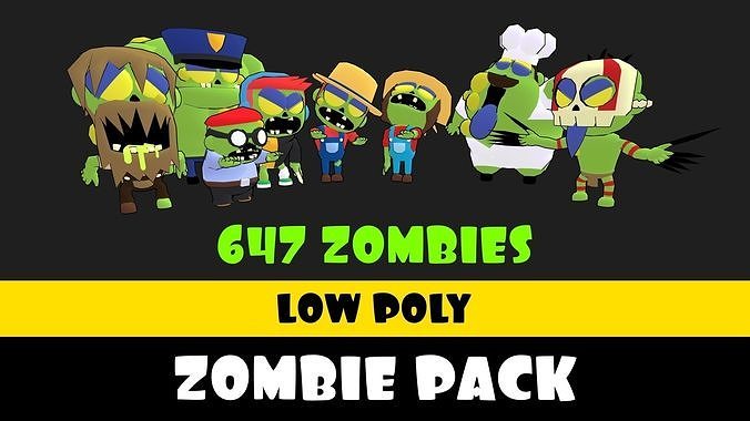 3D model Low Poly Zombie Pack VR / AR / low-poly | CGTrader