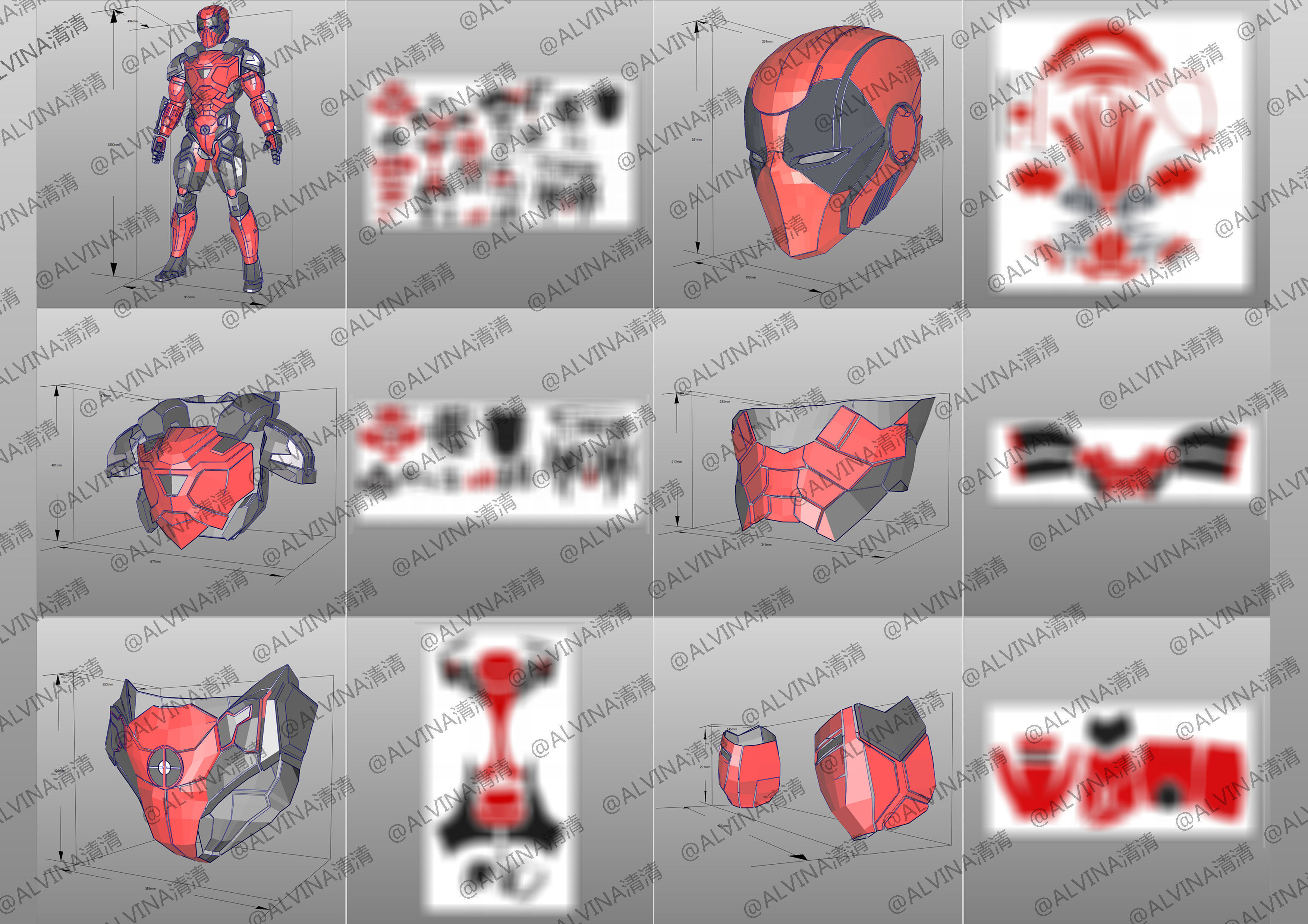 3D model Armorized Deadpool Cosplay Pepakura Foam Full VR / AR / low ...