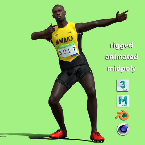 3D Rigged Usain Bolt 3D model animated rigged | CGTrader