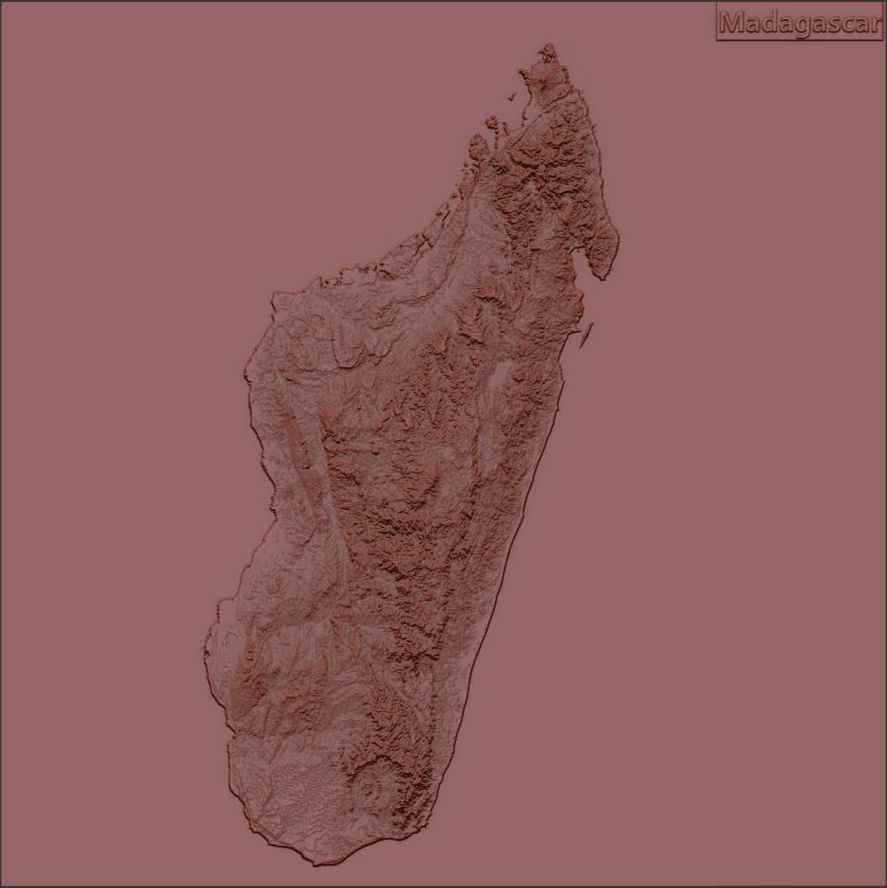 Madagascar Terrain Topography Elevation DEM Geography Landscape 3D ...