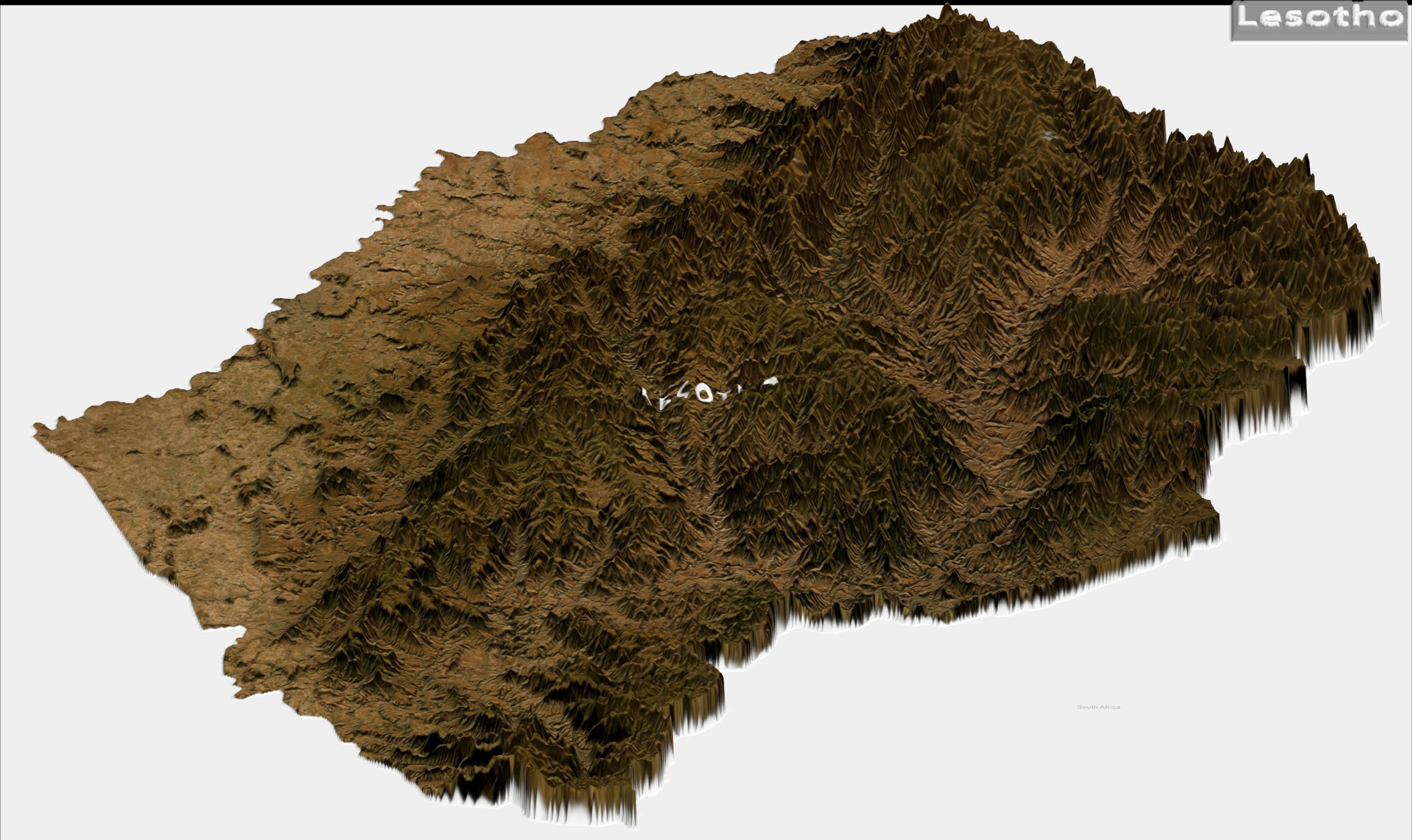 Lesotho Terrain Topography Elevation DEM Geography Landscape 3D model ...