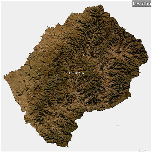 Lesotho Terrain Topography Elevation DEM Geography Landscape 3D model ...