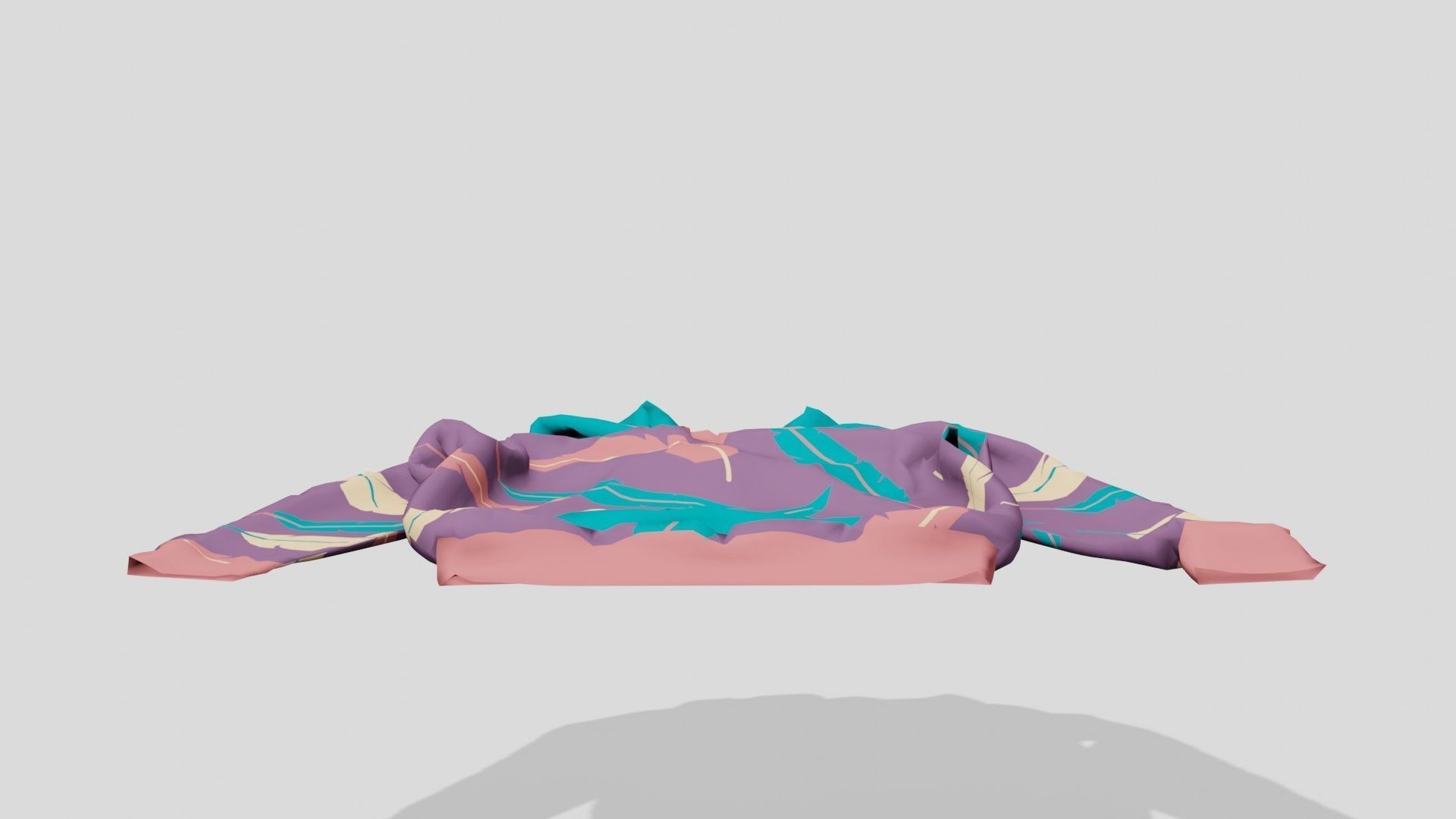 3D model Women hoodie with a pattern of feathers VR / AR / low-poly ...