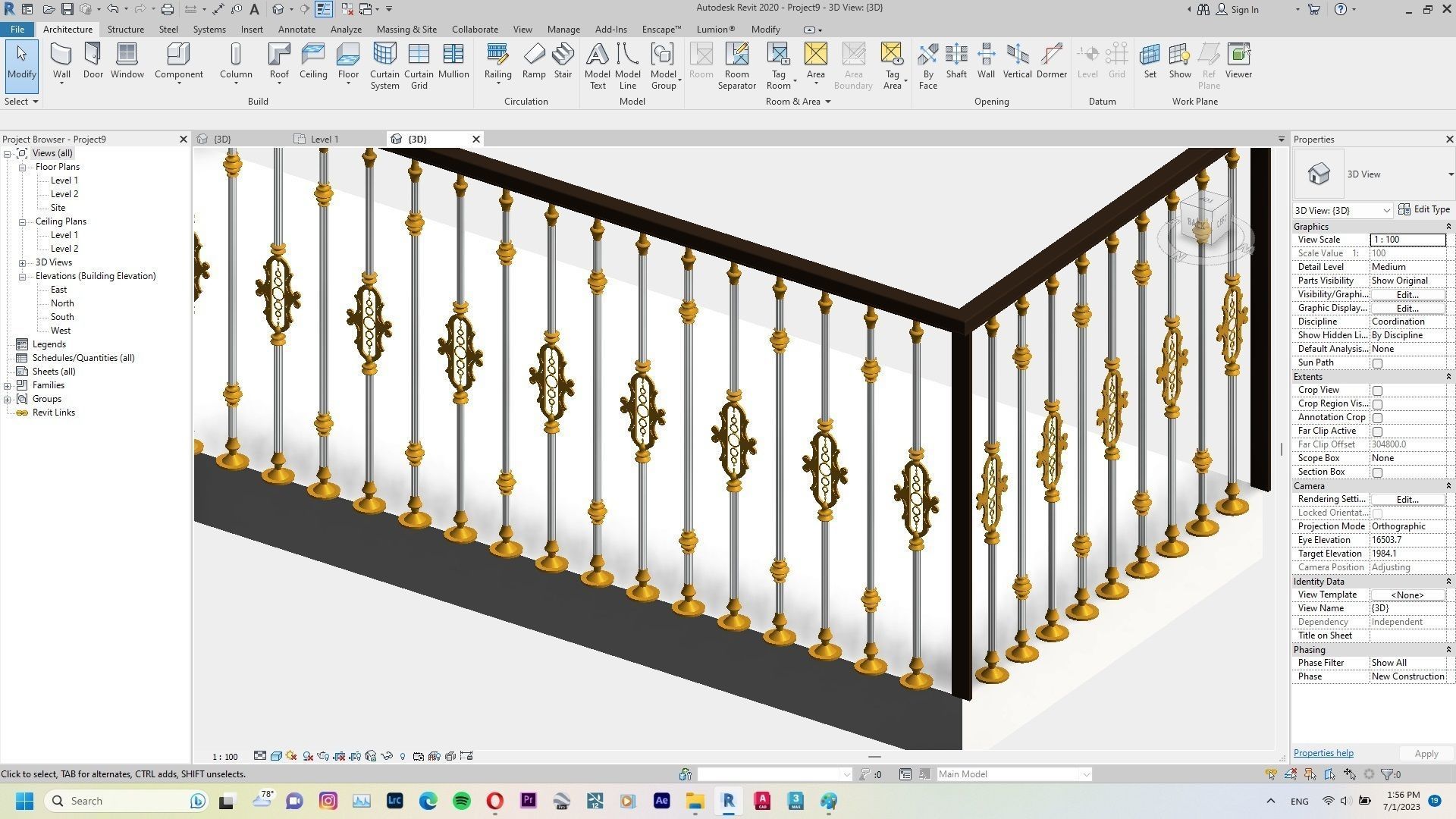 Classic Railing Revit Family type 008 3D model | CGTrader