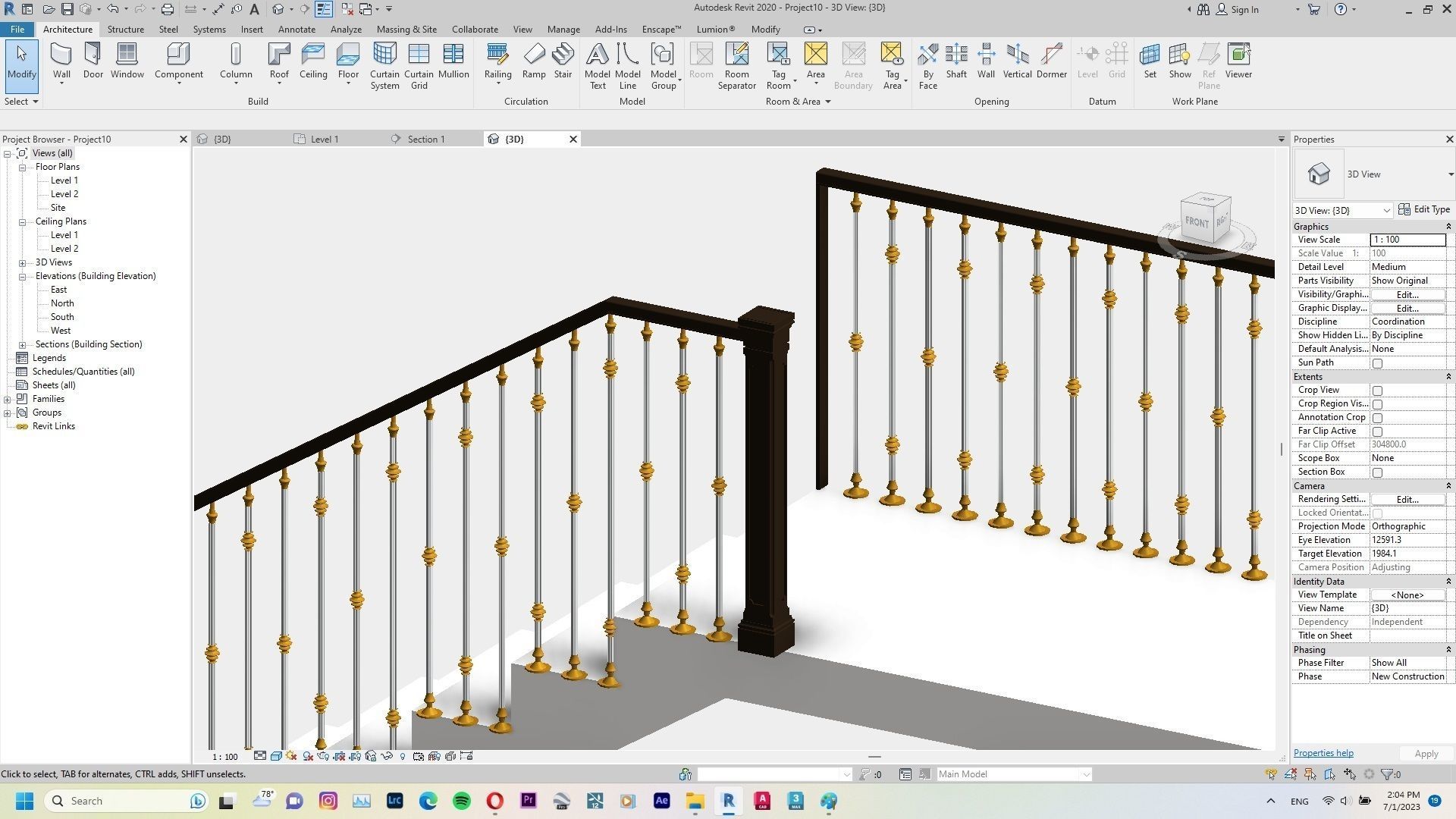 Classic Railing Revit Family type 009 3D model | CGTrader