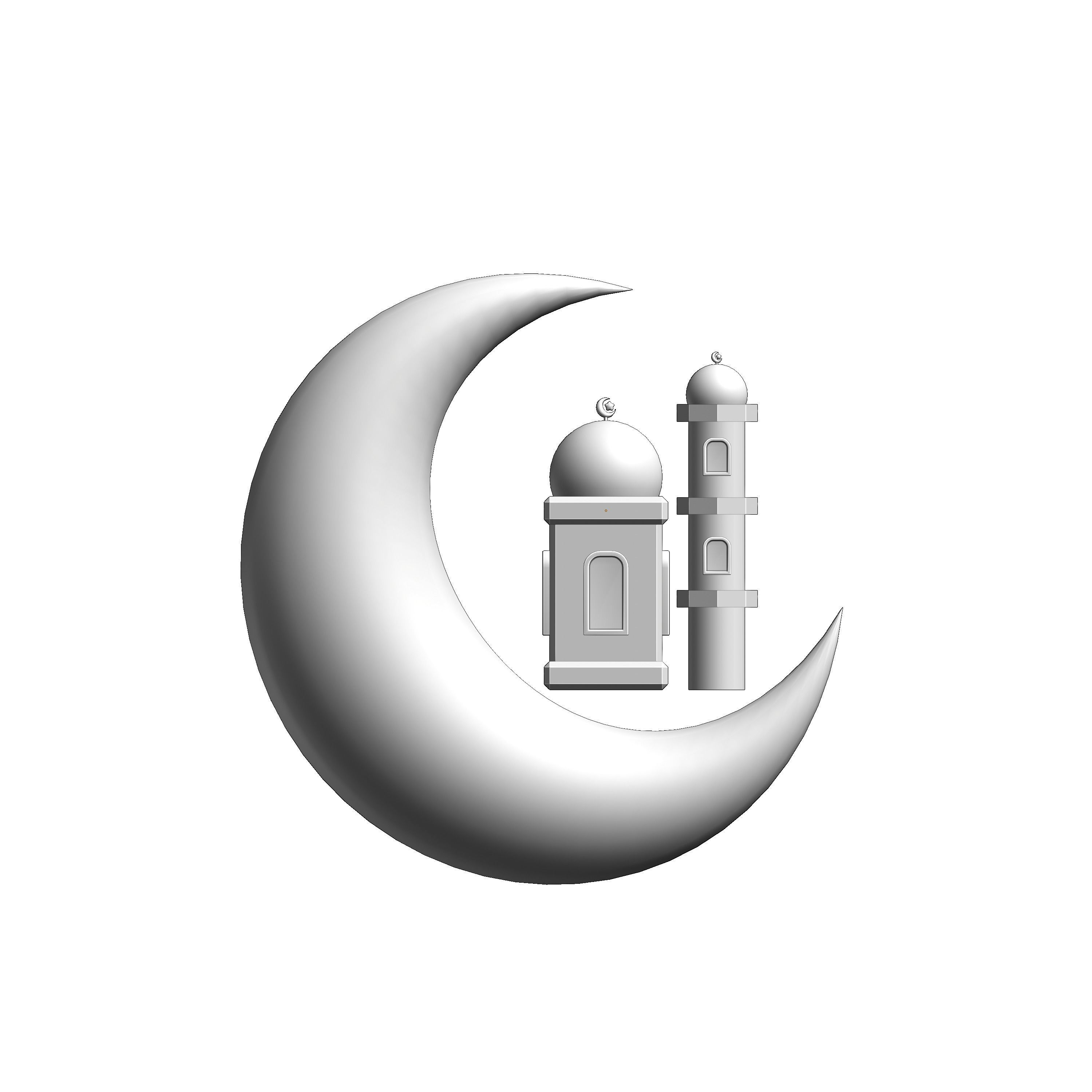 Crescent Moon and mosque doom 3D model | CGTrader