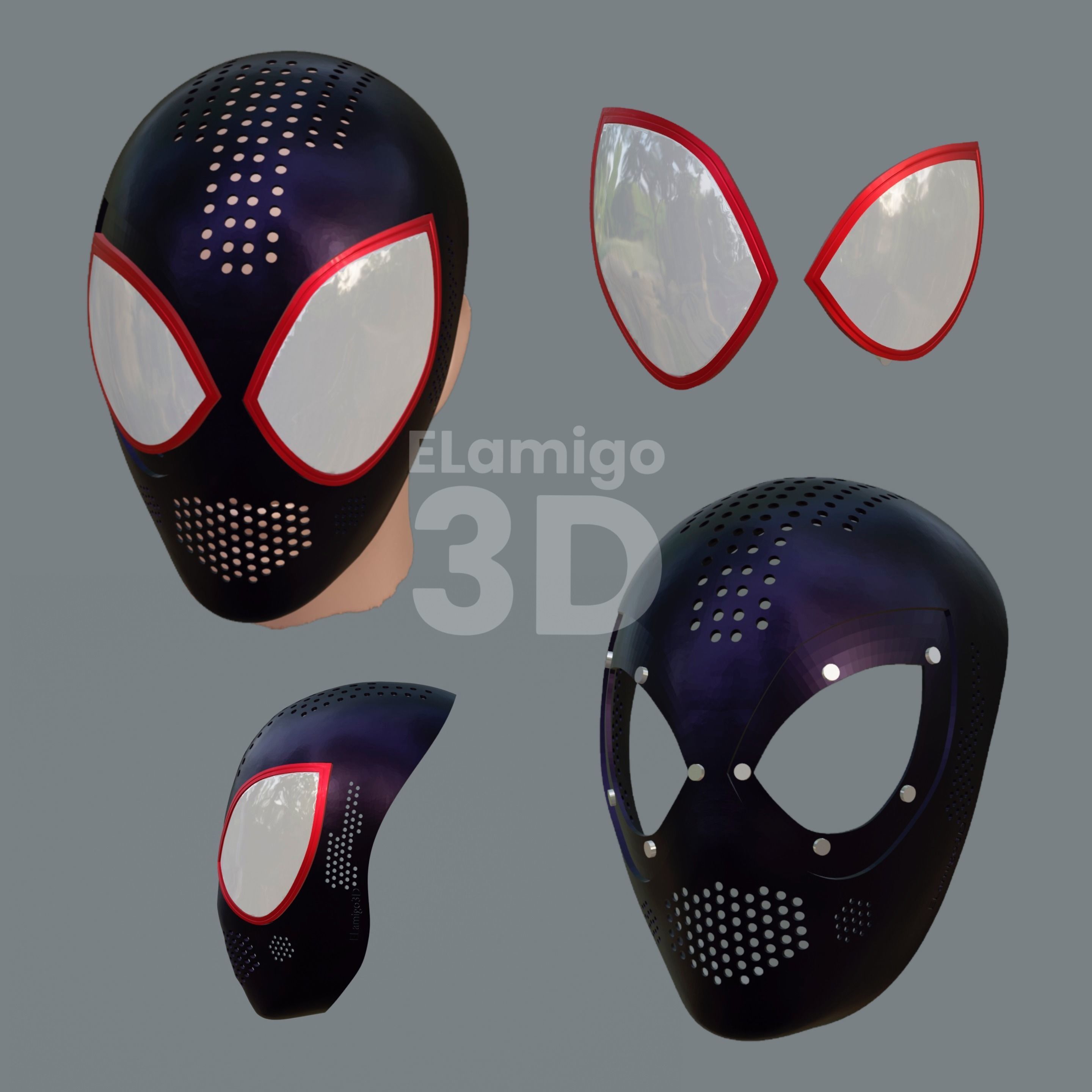 Spiderman Miles Morales Faceshell 3D model 3D printable | CGTrader