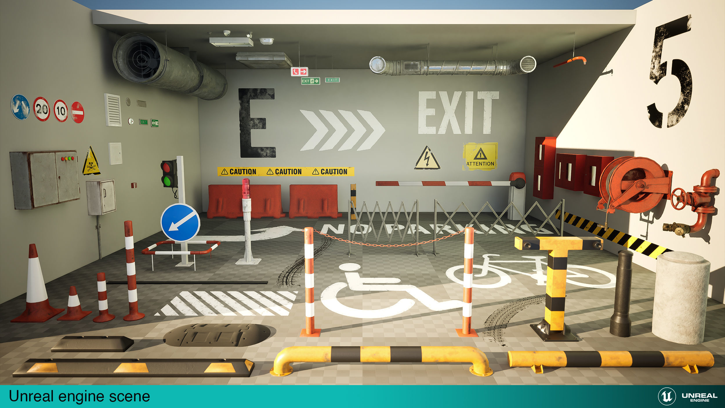 3D model Parking Assets game Ready for Unity and Unreal Engine VR / AR ...