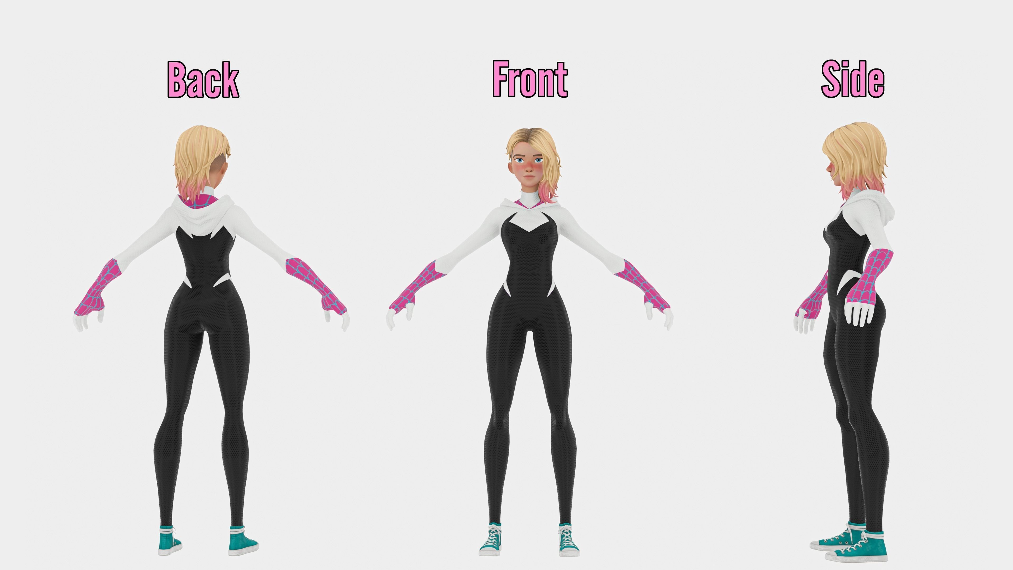 Gwen Stacy - Spiderwomen - Game ready 3D model Low-poly 3D model 3D ...