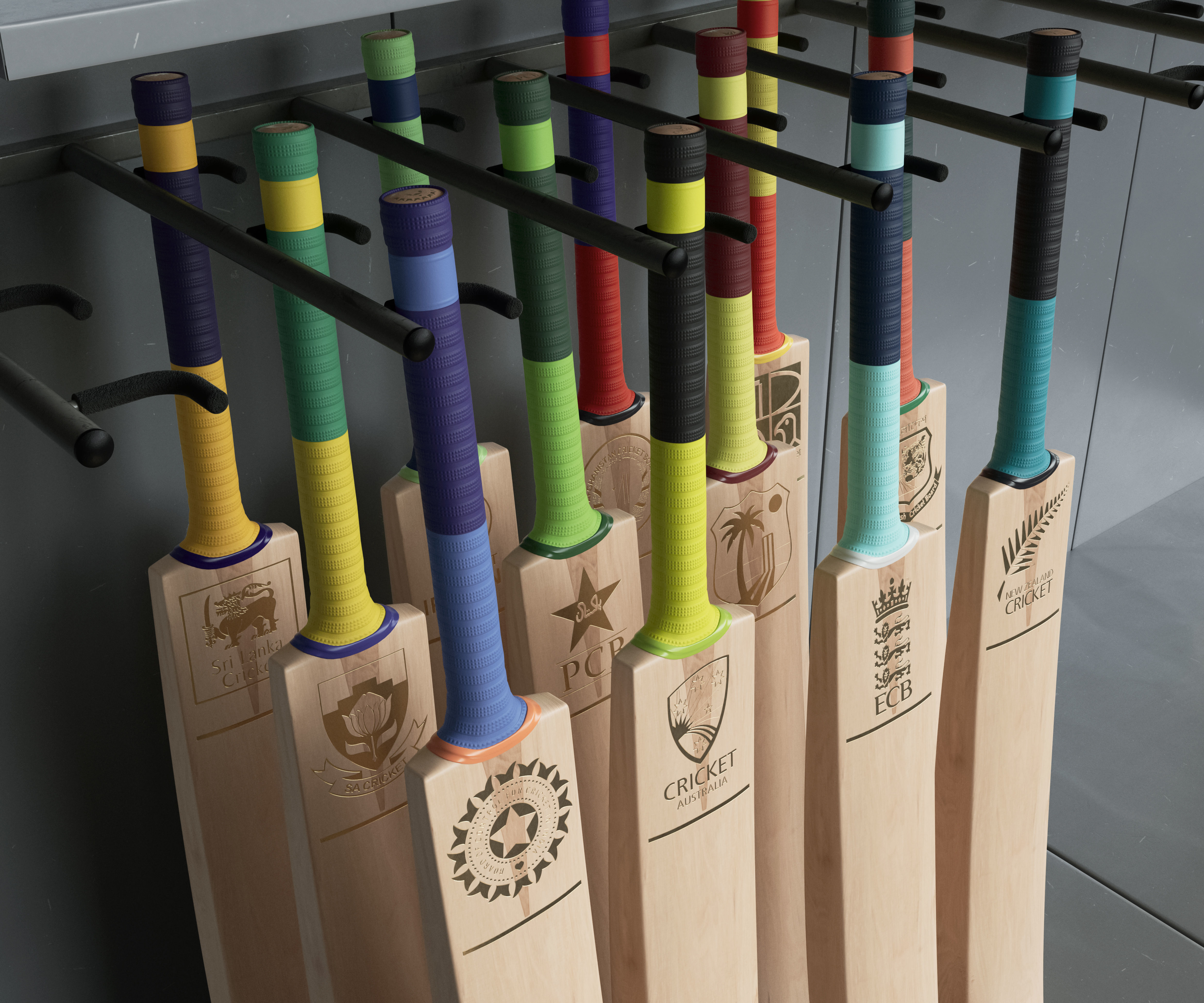 Icc Cricket Bad Branded Bat Display Rack 3D model | CGTrader