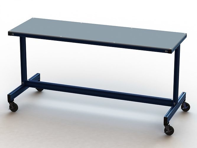 Aluminum Fixed Top Mobile Table 3D model rigged | CGTrader