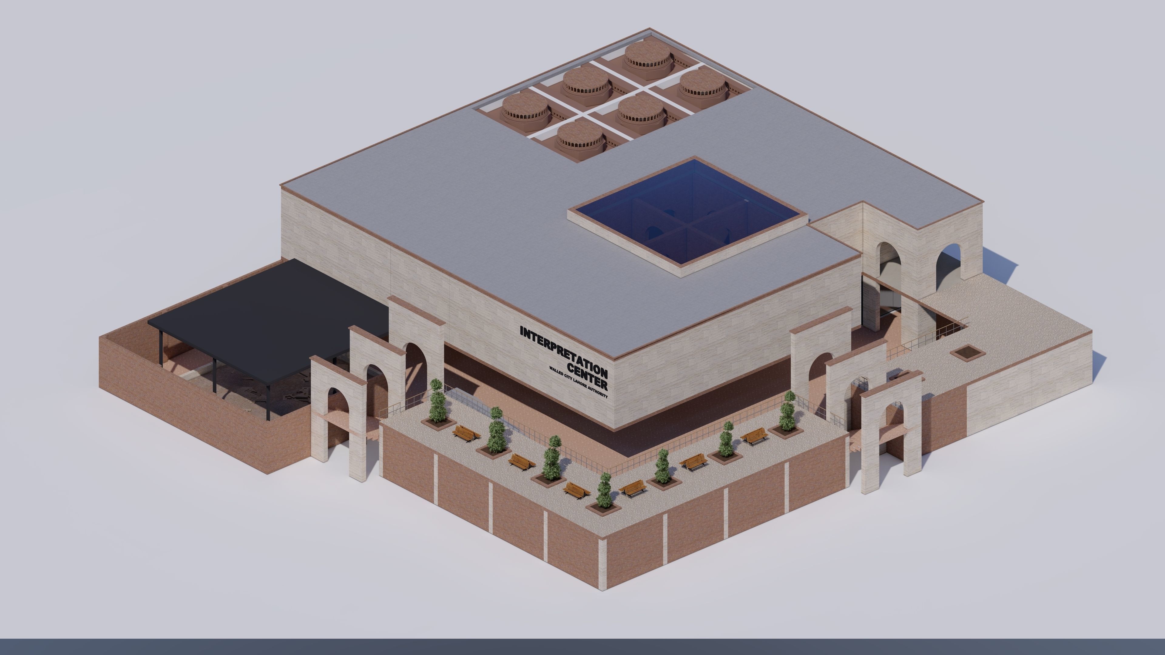 archaeological research and interpretation center 3D model animated ...