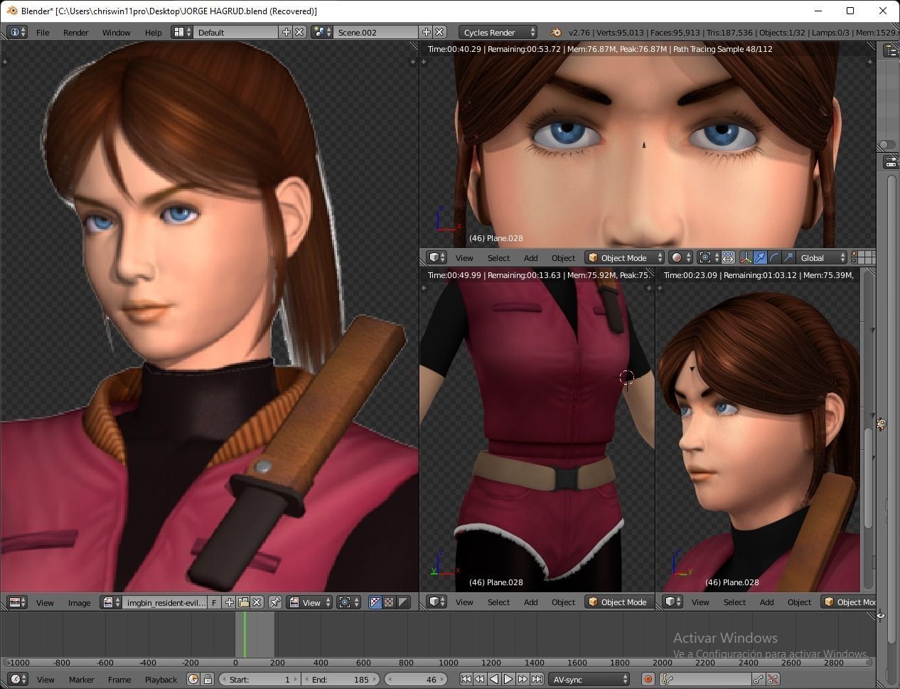 3d Model Claire Redfield Original Quality 1998 Vr Ar Low Poly
