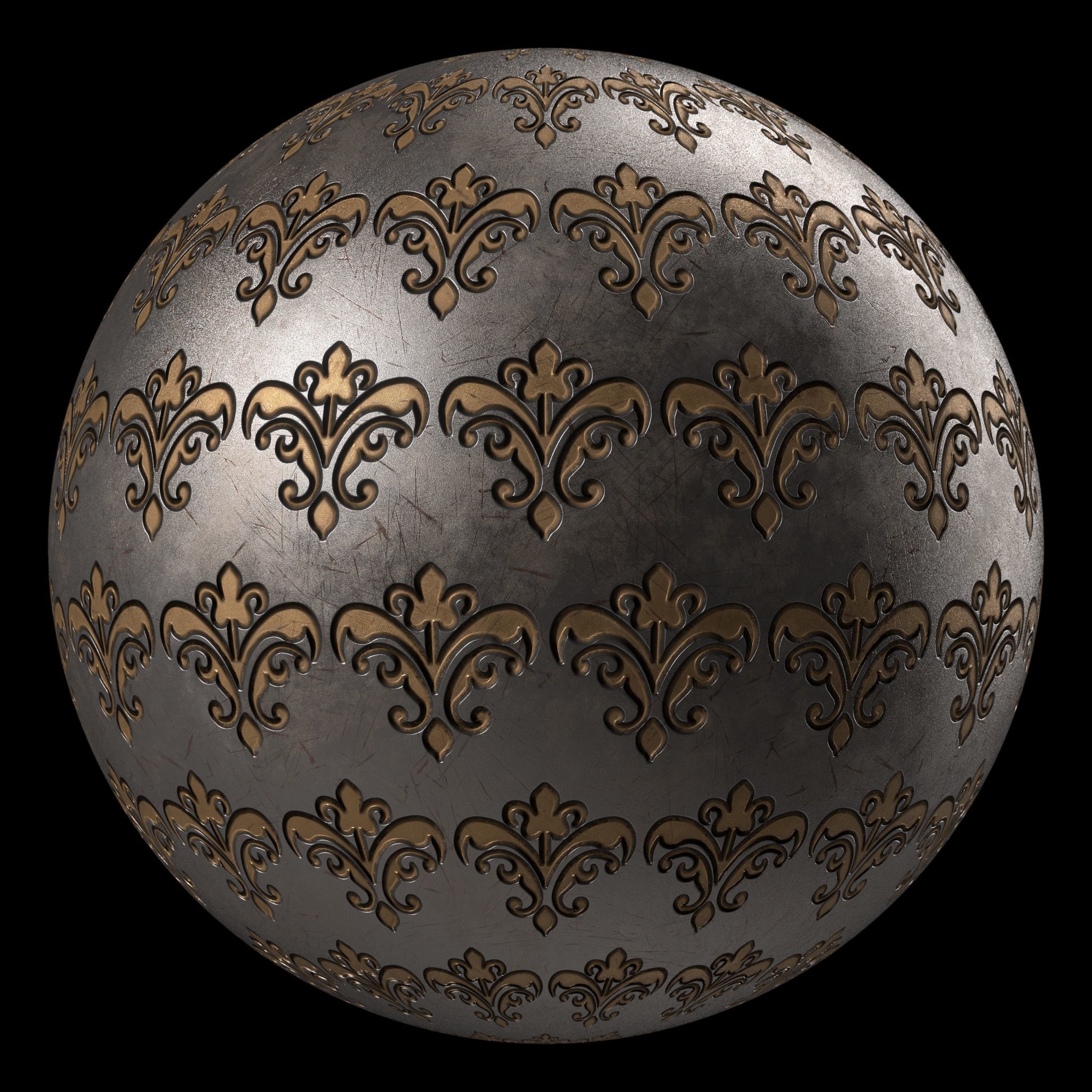 Texture Metal Materials 45- Ornament Metal panel By Sbsar VR / AR / low ...