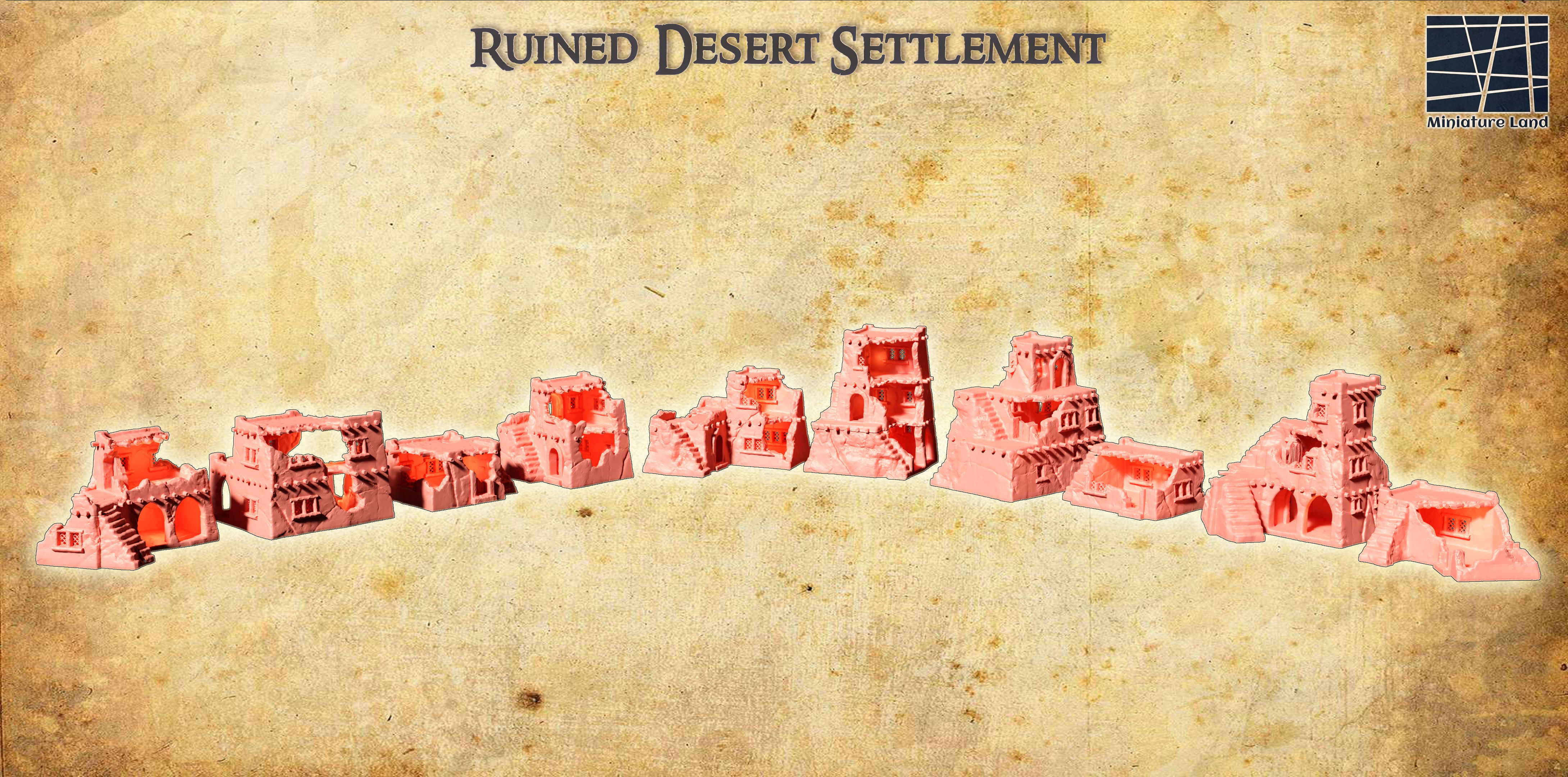 Ruined Desert Settlement Tabletop Terrain 28 MM 3D model 3D printable ...