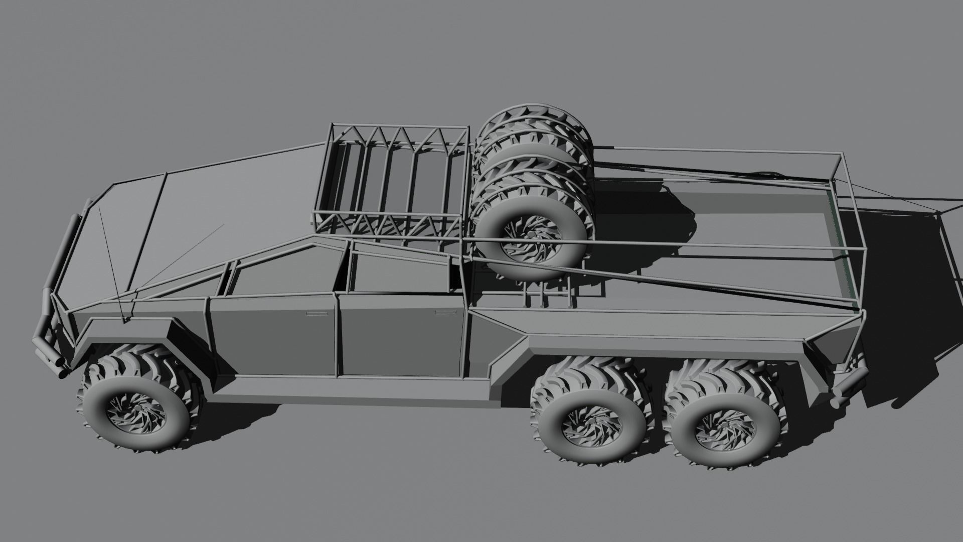 cybertruck 6x6 free 3D model animated rigged | CGTrader