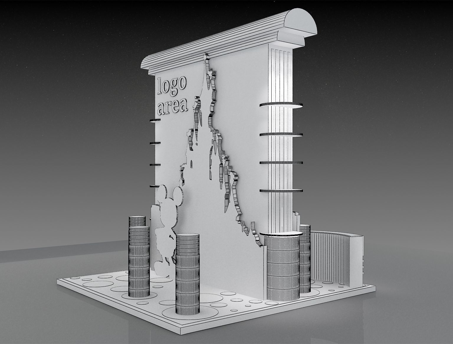 Exhibitions Kiosk Partition Booth advertising Stand Design 3D model ...