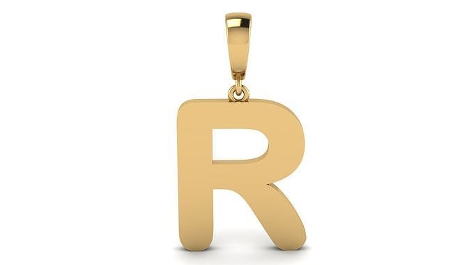 Pendant Alphabet Letter 15 mm Arial Rounded R 3D model 3D printable ...