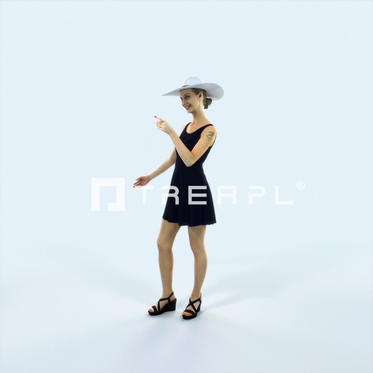 3D model Aspiration 13F pointing Couple Pointing Hat walking Casual ...