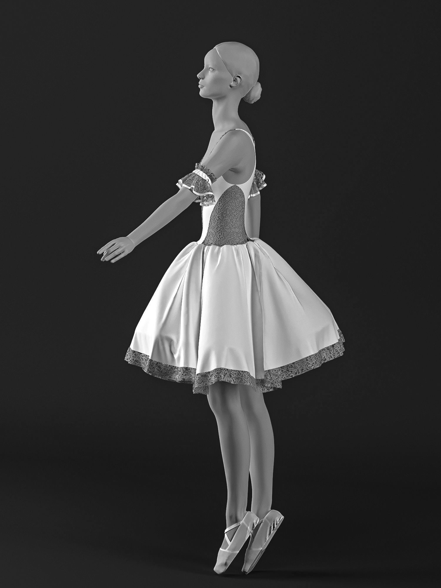 Ballet dress and shoes 3D model | CGTrader