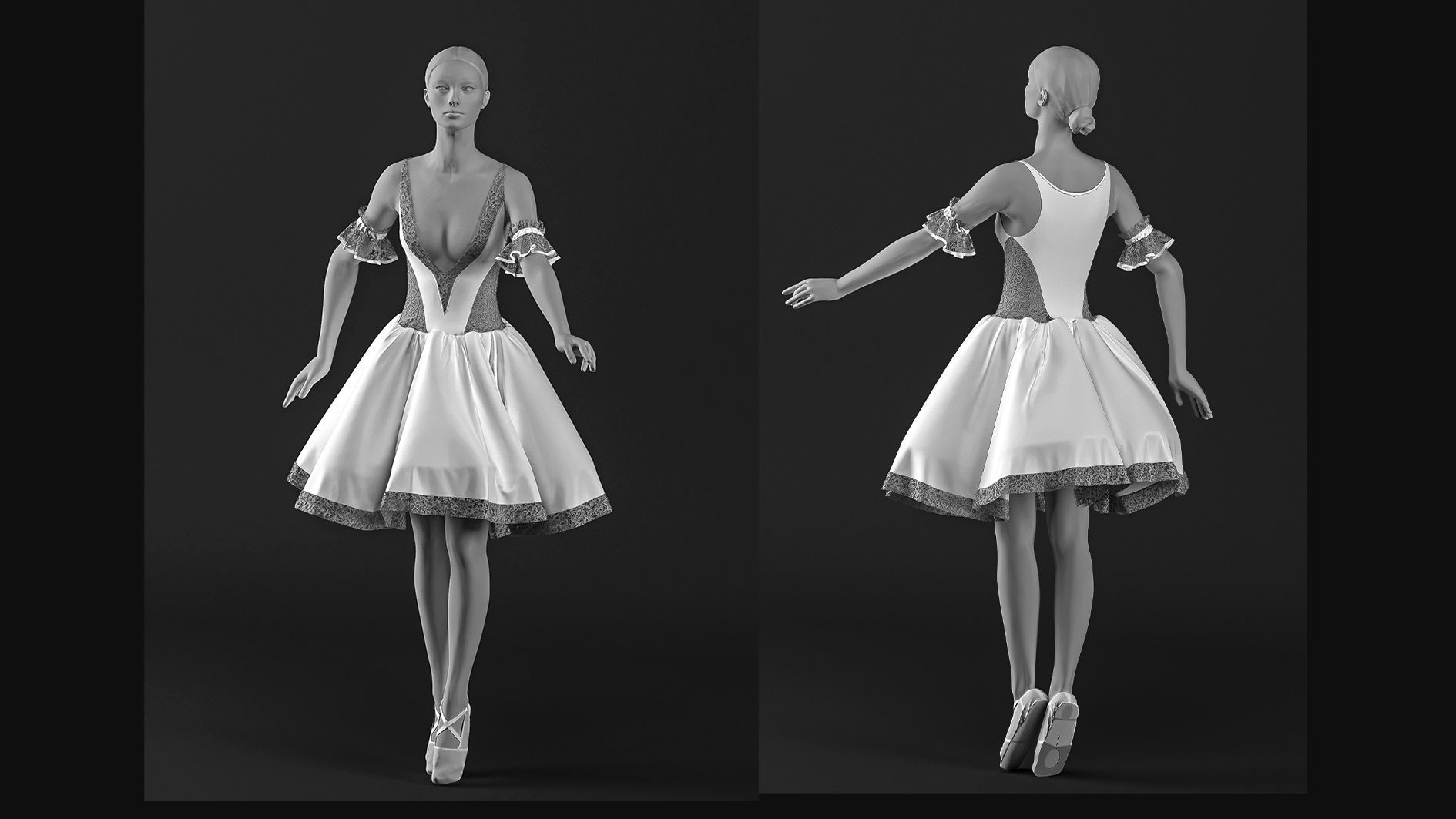 Ballet dress and shoes 3D model | CGTrader