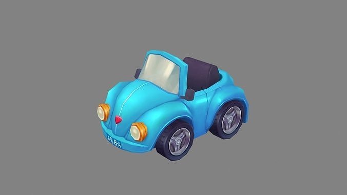 3D model Cartoon blue mini car VR / AR / low-poly | CGTrader