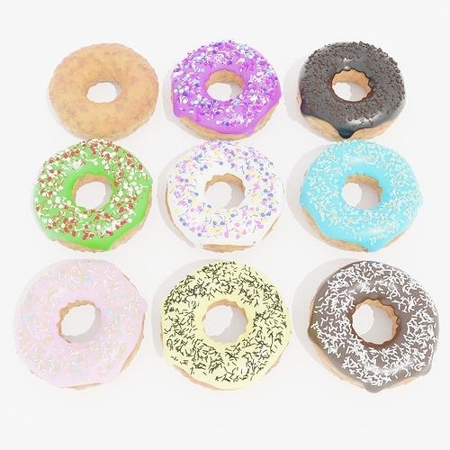9 Donuts Set 3D model | CGTrader