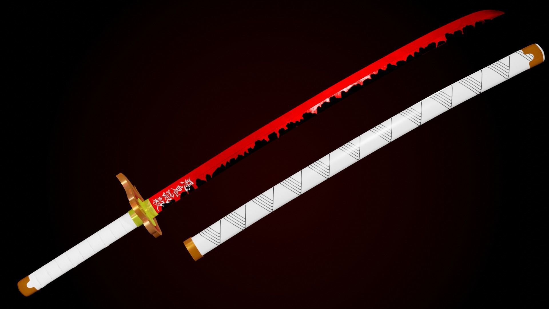 3D model Kyojuro Rengoku Red-Orange Sword VR / AR / low-poly | CGTrader