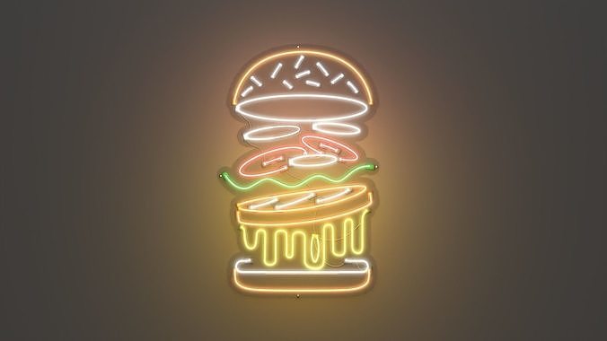 Burger 2 - Neon Sign 3D model | CGTrader