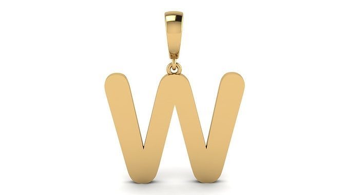 Pendant Alphabet Letter 15 mm Arial Rounded W 3D model 3D printable ...