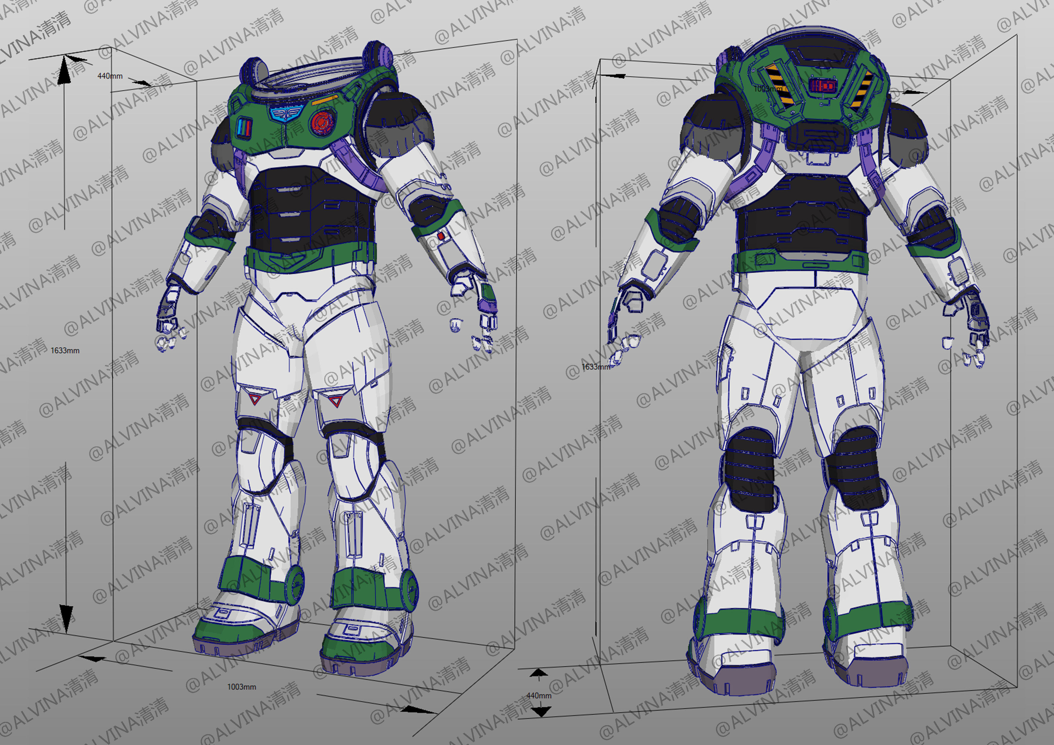 3D model 2022 Buzz Lightyear Armor pepakura Foam Full VR / AR / low ...