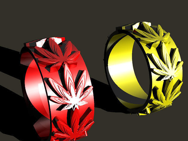 Cannabis themed jewelry ring 3D model 3D printable | CGTrader