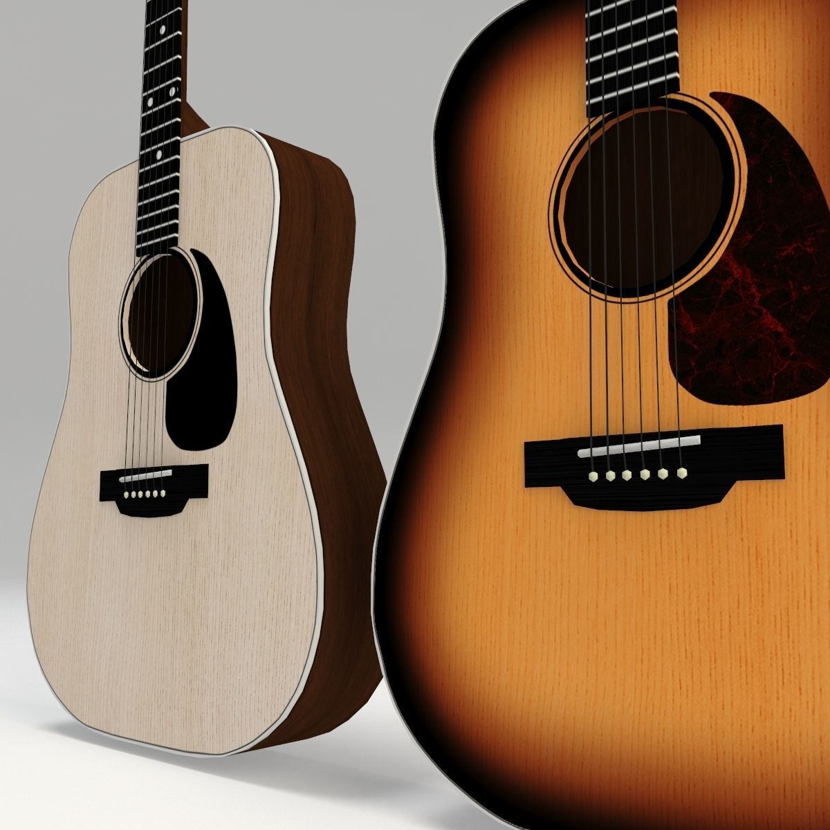 3D model Acoustic Guitars - Low Poly VR / AR / low-poly | CGTrader