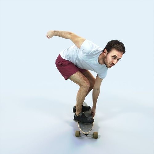 3D model Flow 03E Riding a Skateboard Sports Man VR / AR / low-poly ...