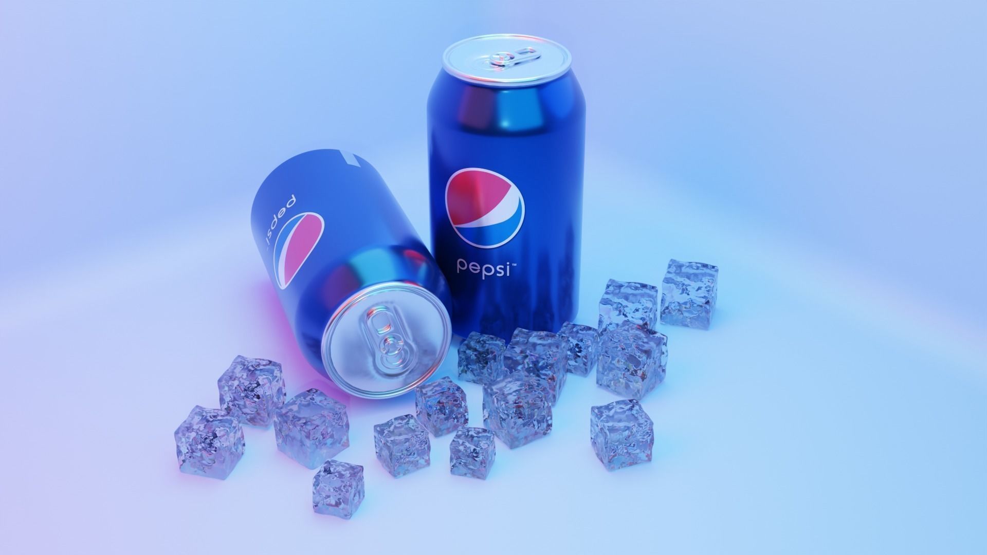 Pepsi can and ice cubes 3D model | CGTrader