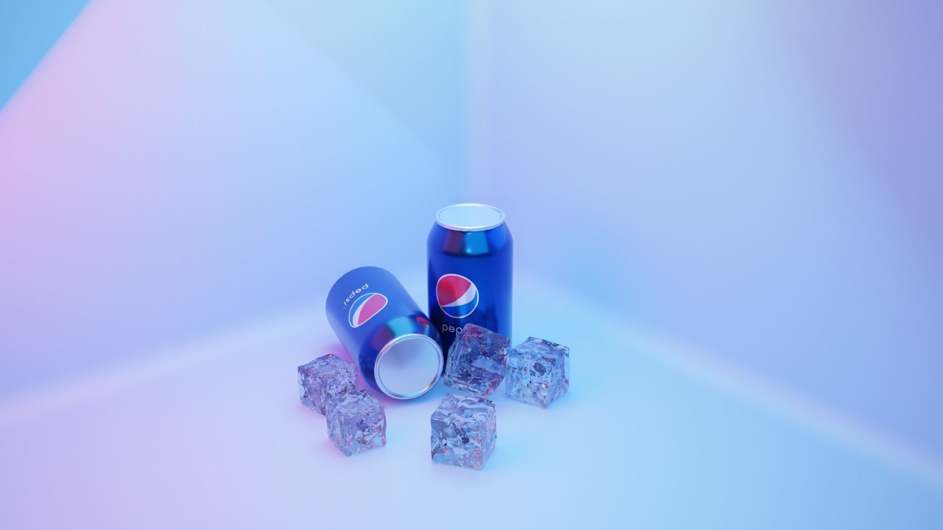 Pepsi can and ice cubes 3D model | CGTrader
