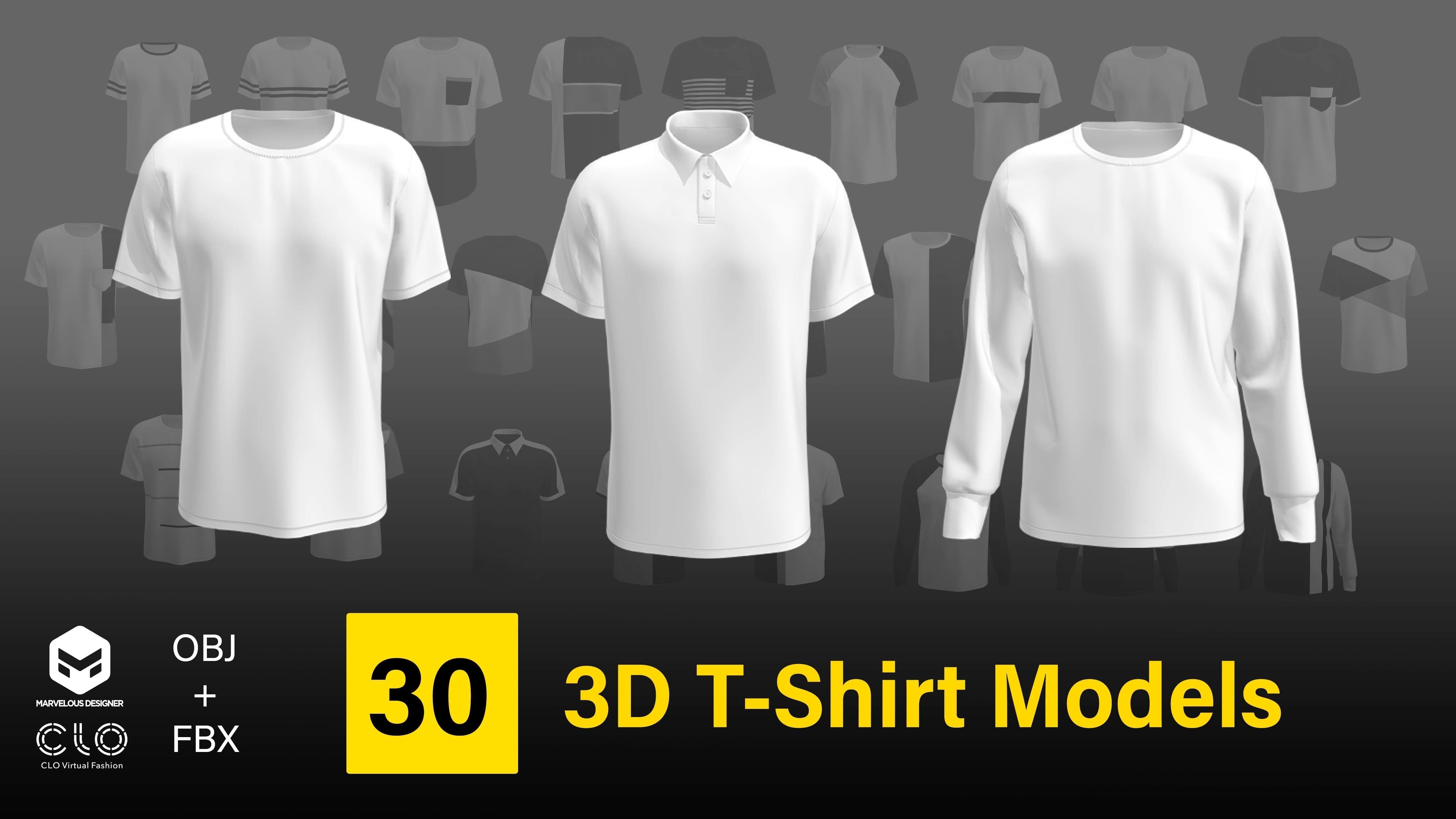 30 t-shirt models 3D model | CGTrader