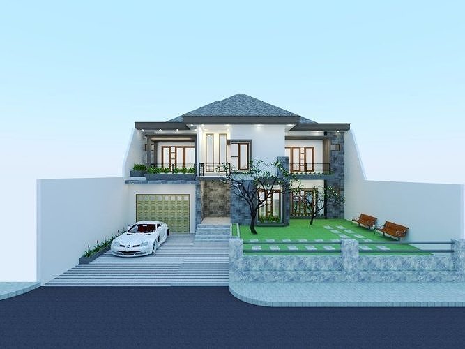 the minimalist simple house exterior Design 3D model 3D printable ...