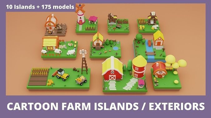 3D model Cartoon Farm Islands Exteriors VR / AR / low-poly | CGTrader
