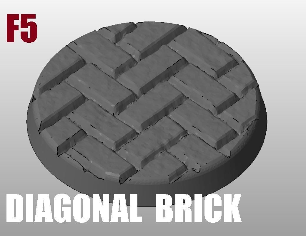 F5 - DIAGONAL BRICK 20-120mm Round Bases 3D model 3D printable | CGTrader