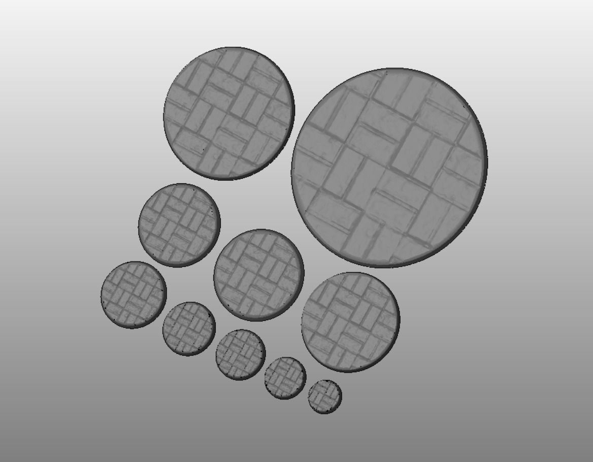 F6 - CHECKER BRICK 20-120mm Round Bases 3D model 3D printable | CGTrader