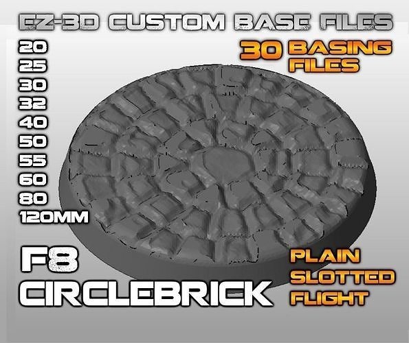 F8 - CIRCLE BRICK 20-120mm Round Bases 3D model 3D printable | CGTrader
