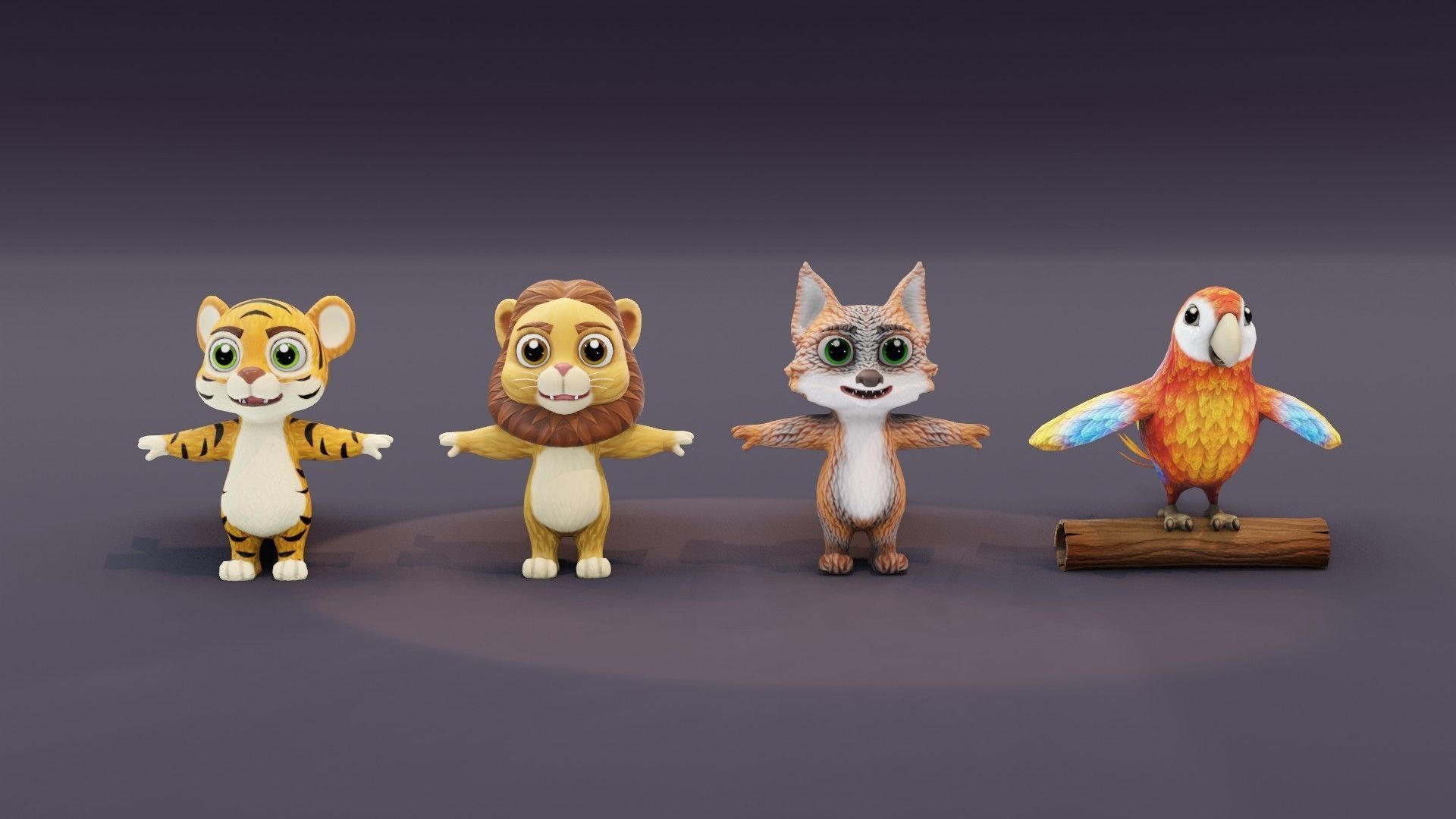 Animated Cartoon Animals 3D Models Collection 05 VR / AR / low-poly ...
