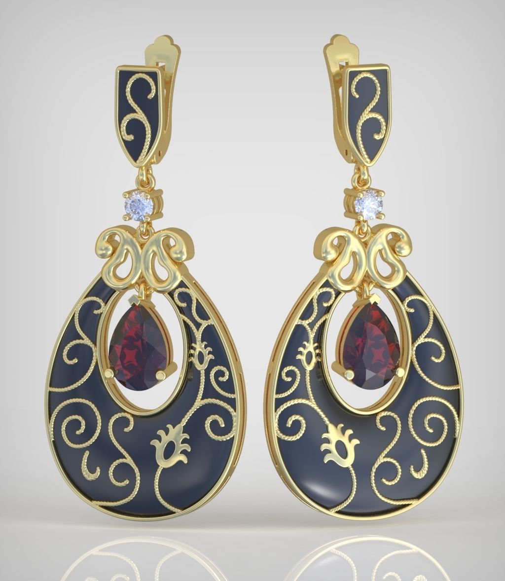 Earring model 0268 3D printable model12 3D model 3D printable | CGTrader