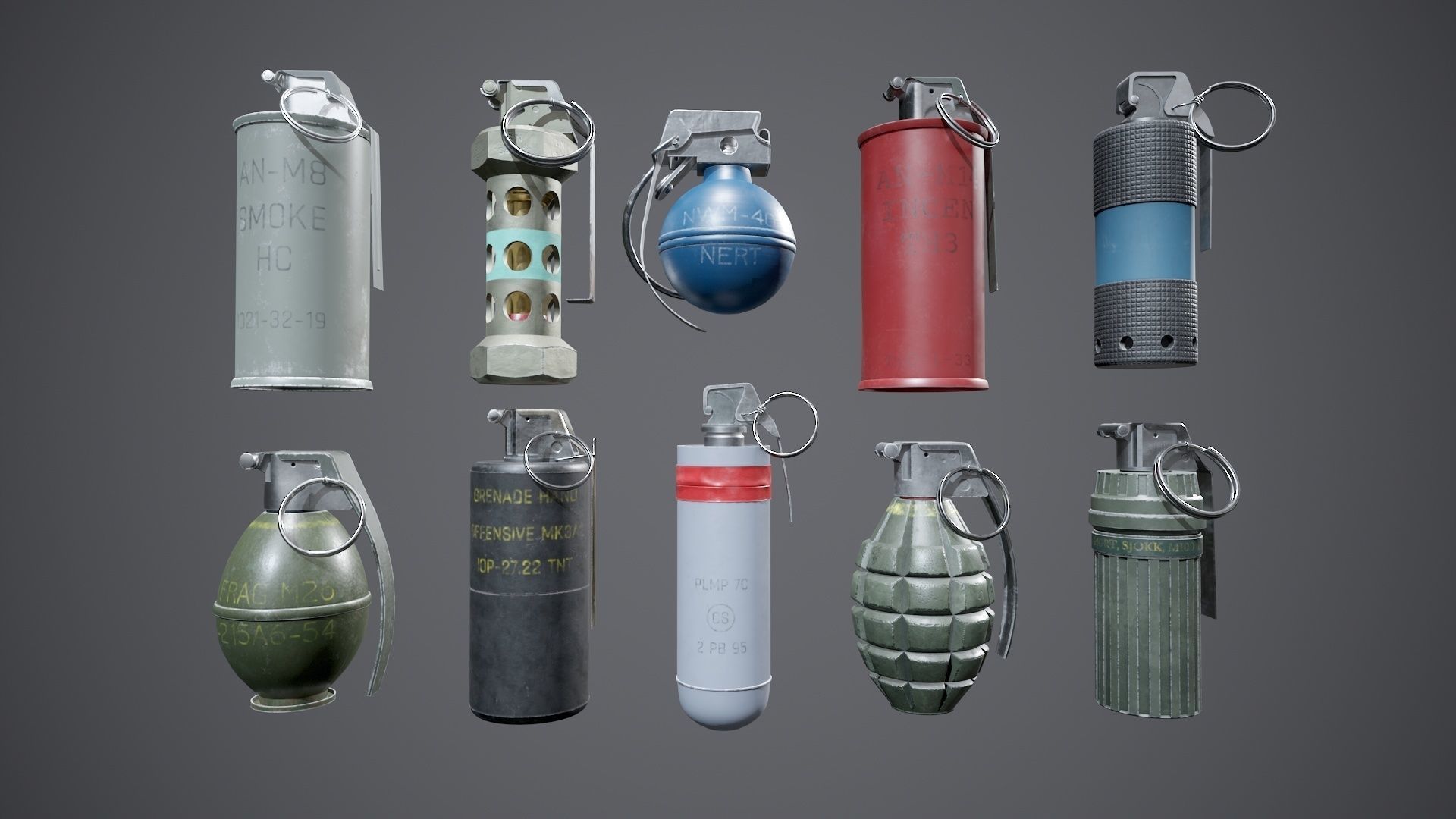 3D model Pack of various grenades VR / AR / low-poly | CGTrader