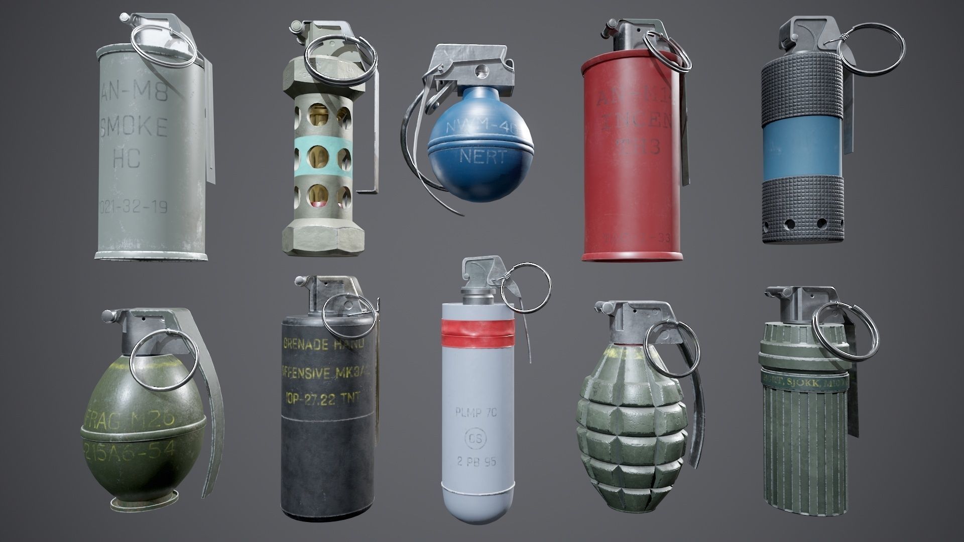 3D model Pack of various grenades VR / AR / low-poly | CGTrader