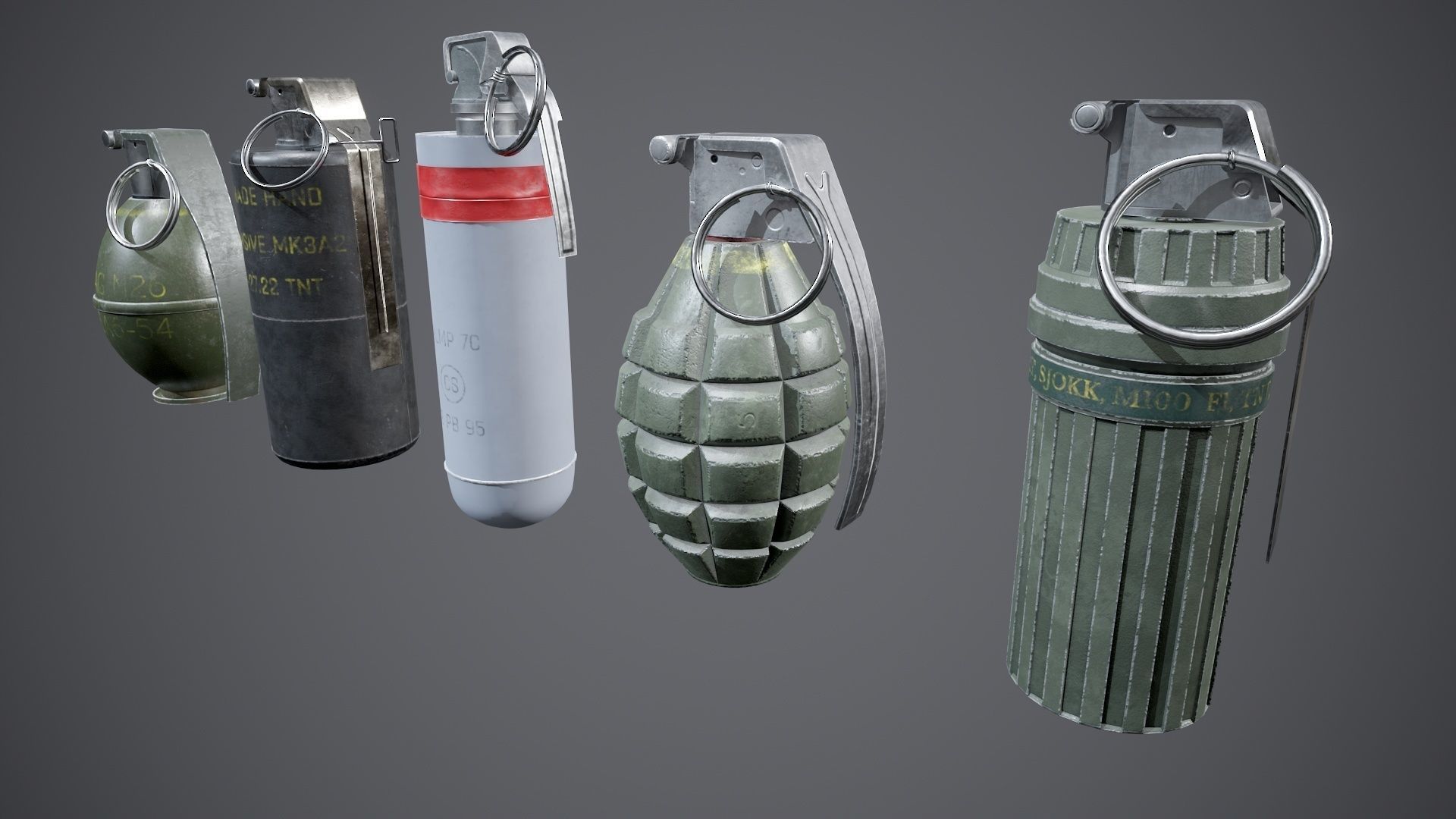 3D model Pack of various grenades VR / AR / low-poly | CGTrader